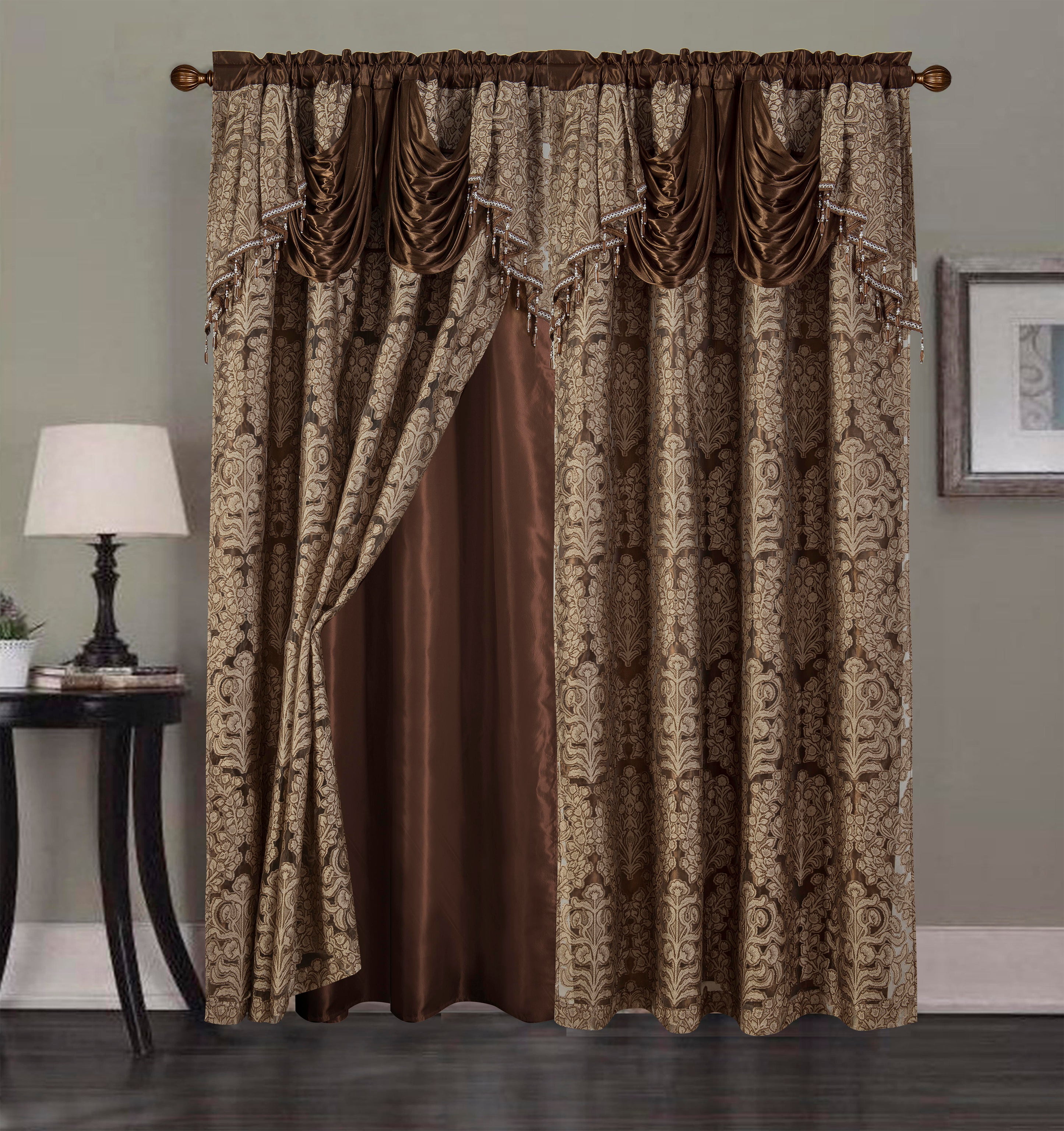 2PC CURTAIN SET W/ ATTACHED VALANCE & BACKING - Camilla – Royal Home ...